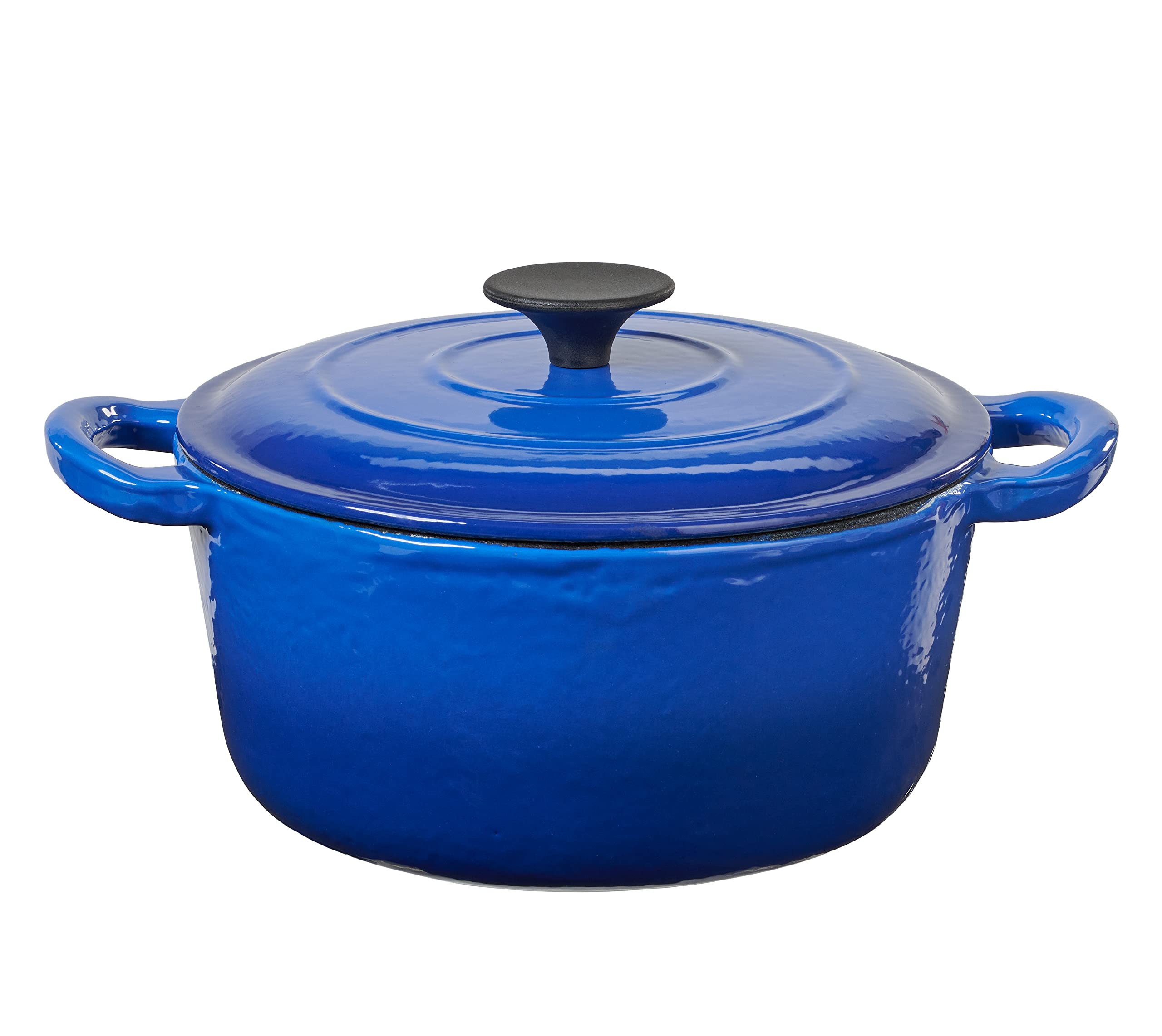 Servappetit Glazed Enamel Cast Iron Dutch Oven with Lid and Handles - 4.25-Quart - Cobalt