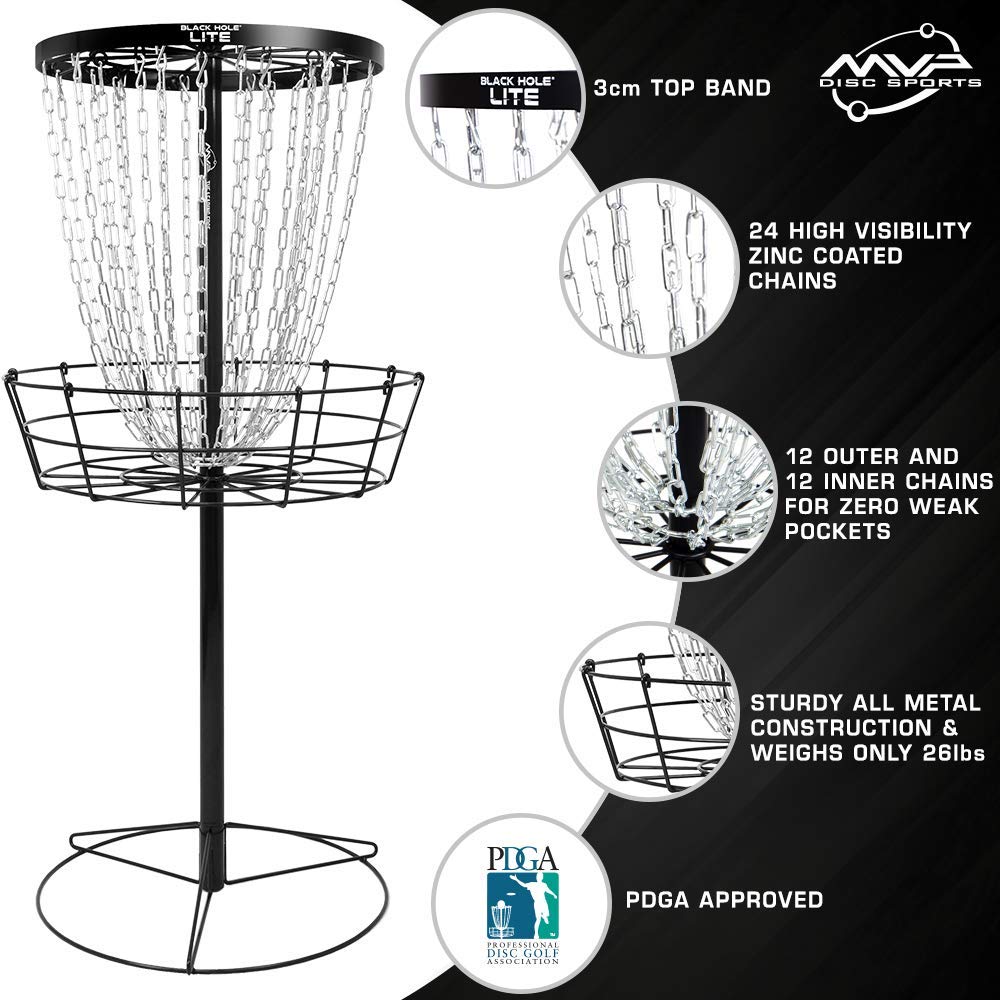 MVP Disc Sports Black Hole Lite Disc Golf Basket with Transit Bag
