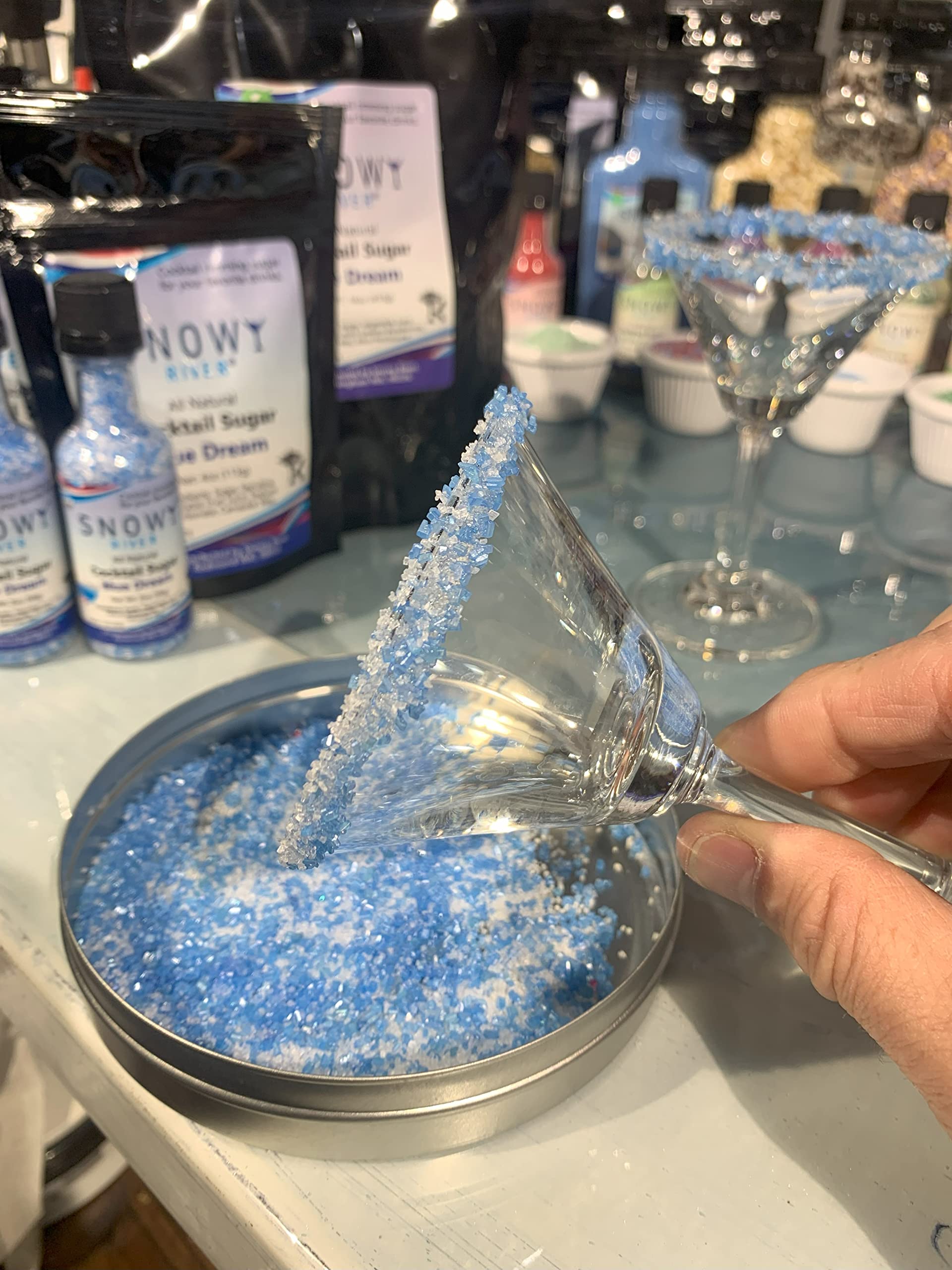 Snowy River Cocktail Sugar Rimmer Mixed Blends - All Natural Cocktail Decorating Sugar, Cocktail Garnish (Blue Dream, 2oz Bottle)