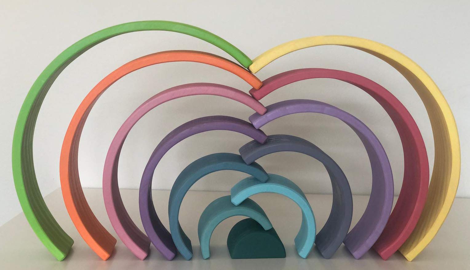 N&M Products X-Large Giant 12-Piece Pastel Rainbow Stacker 14.4" - Wooden Nesting Puzzle/Creative Building Blocks