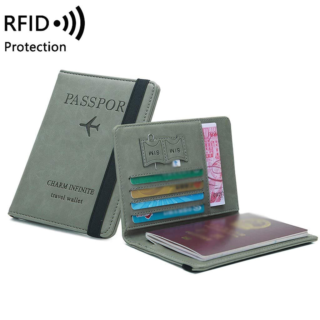 Small Wallets for Women Neutral Multi-Purpose Travel Passport Wallet Tri-fold Document Passport Wallet (Green, One Size)