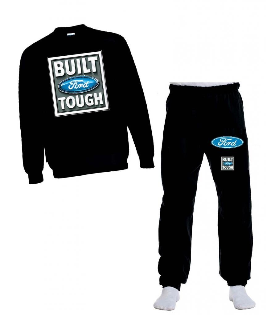 Lucky Ride Ford Built Tough Men's Sweatshirt Sweatpants Lounge Set Black, XX-Large