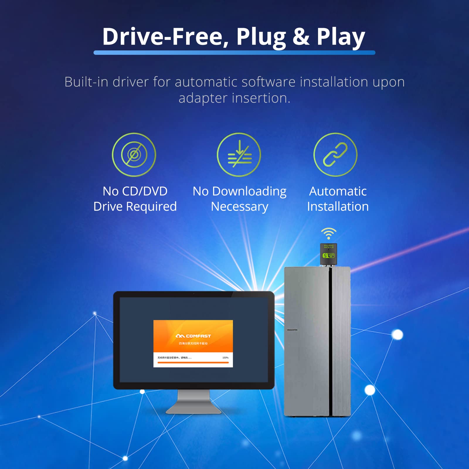 USB WiFi Bluetooth Adapter, 600Mbps Dual Band 2.4/5GHz Wireless Network Card, USB WiFi Dongle for PC/Laptop/Desktop, Support Windows XP/7/8.1/10