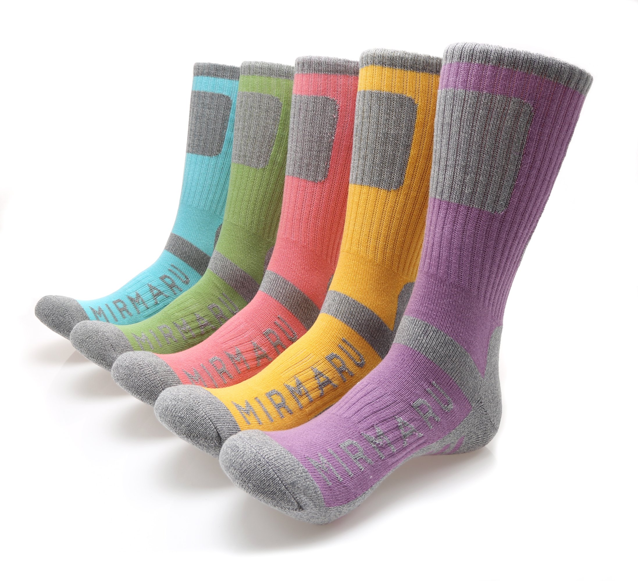 MIRMARU Women's 5 Pairs Multi Performance Outdoor Sports Hiking Trekking Crew Socks (M213FM)
