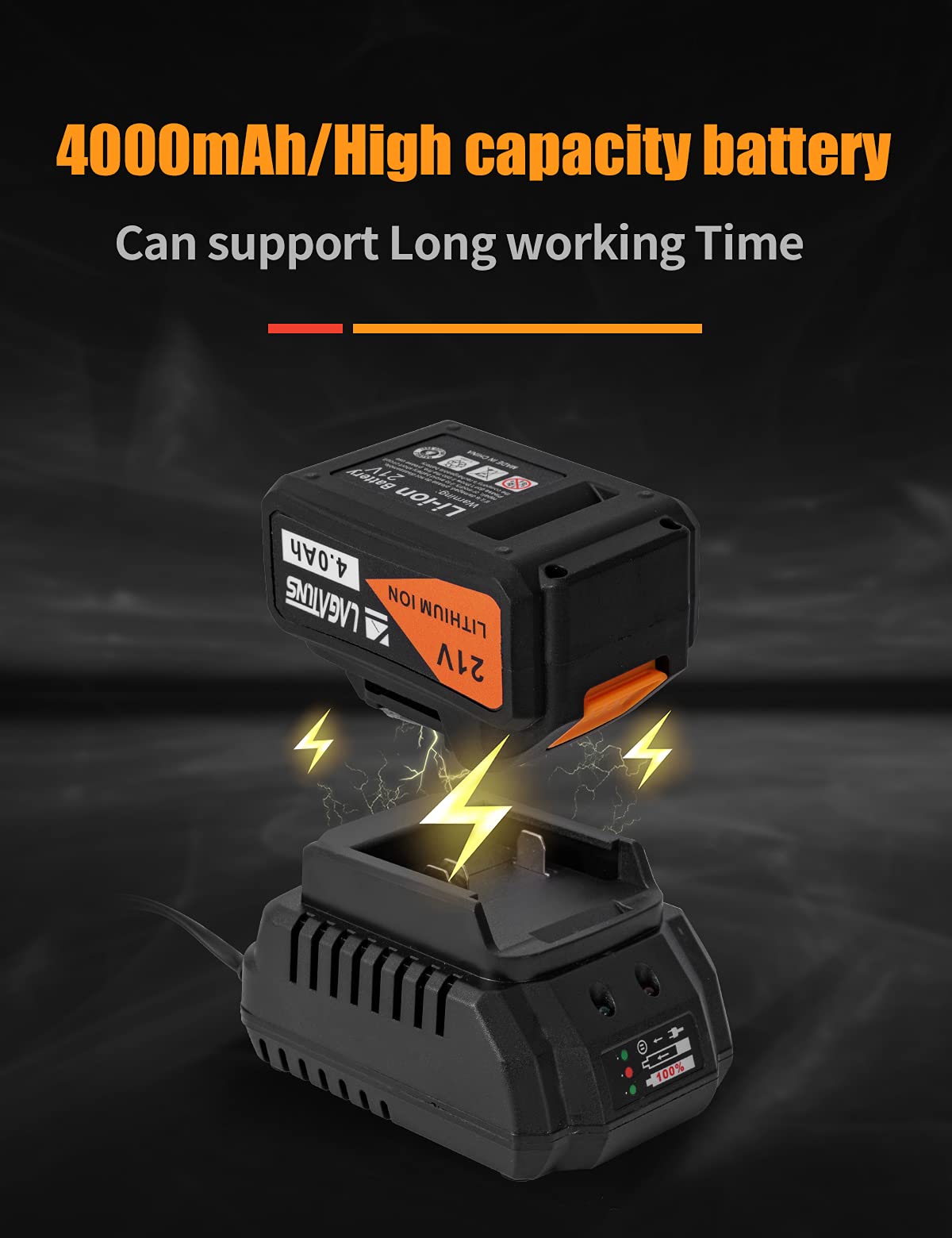 Rotary Hammer Drill ,3-in-1 Mode Brushless Impact Drill with Safety Clutch,with 21V 4.0Ah 2000mA Battery, SDS-Plus 1/2 inch