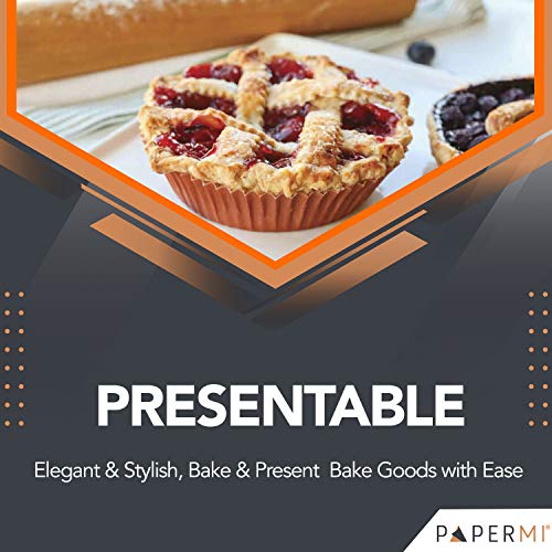 Round Paper Baking Mold 50pc, Disposable Eco- Friendly bakeware tart pans & Pie pan, Microwave Freezer Oven Safe, Providing Beautiful Forms for Bake & Serve, 3.5β x 1.25" 5oz