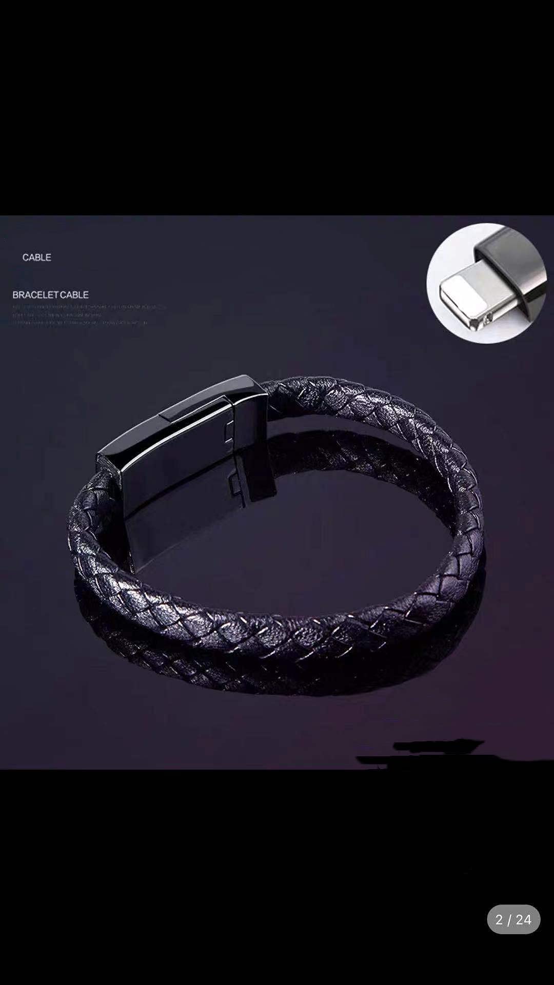 YXWJ USB Charging Cable Bracelet Fashion wrist Data Charger Cord Leather Cuff Band, Convenient to carry,Practical gifts.