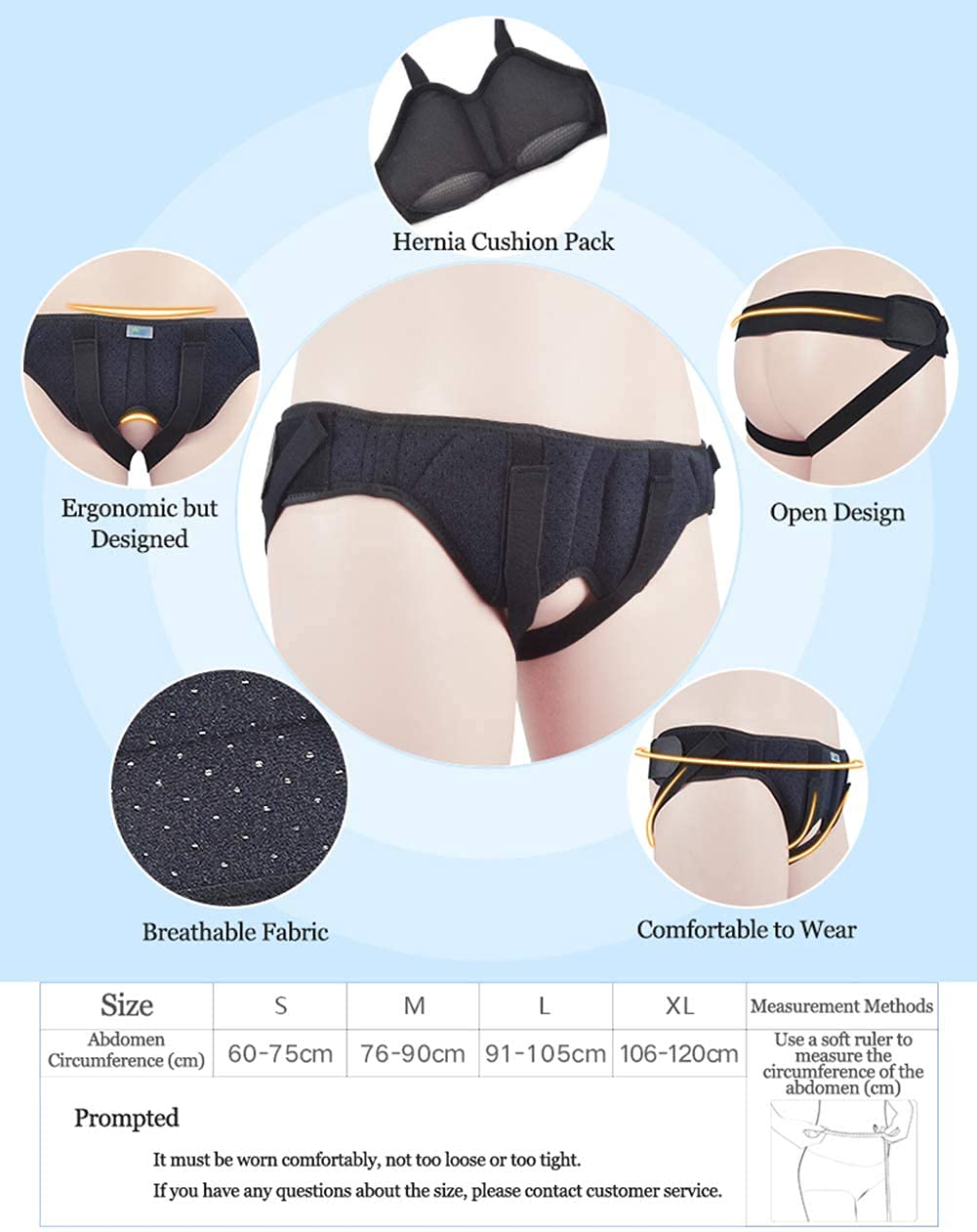 QHYXT Hernia Belt for Men Improved Design Inguinal Truss Single/Double Reducible Inguinal Ruptures with Adjustable Self Stick on Bands Surgery& Injury Recover Hernia