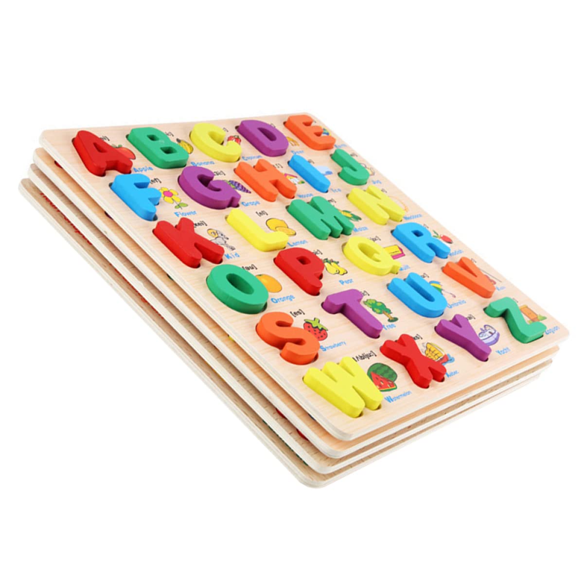 TOYANDONA 4 Sets Puzzle Wooden Jigsaw Puzzle Letter- Match Playthings Preschool Board Games Wooden Jigsaw Toy Preschool Shape Puzzles Wooden Math Puzzles Classification Board Child Number