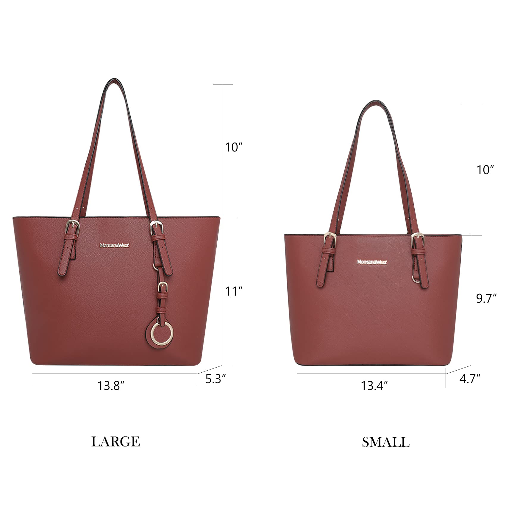 Montana West Tote Handbag for Women Vegan Leather Shoulder Bag Large and Medium 2PCS Purses Set MWC2-030RD