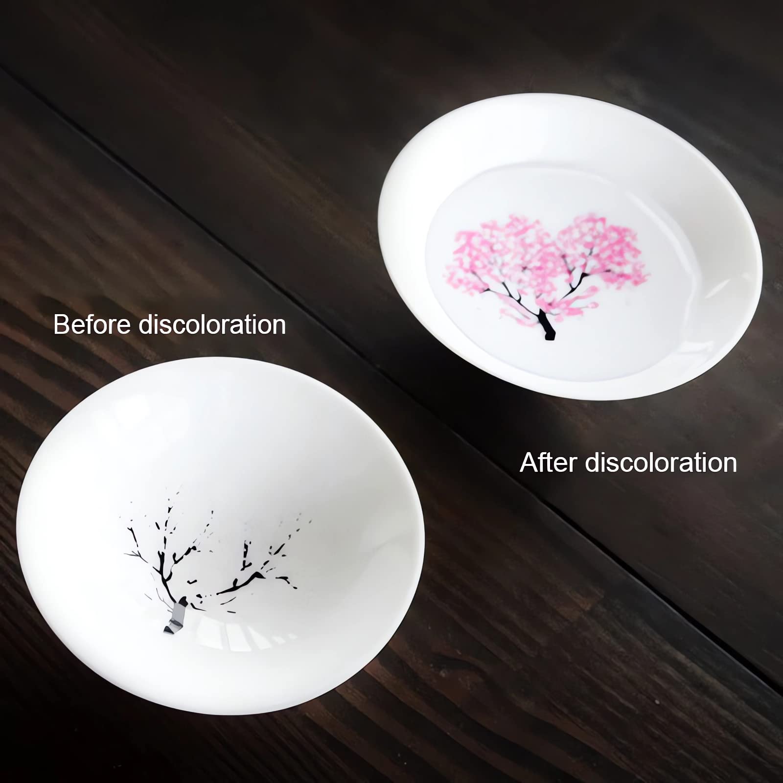 Magic Sakura Cherry Blossom Sake Cup - 2023 New Ceramic Sake Cold/Hot Temperature Color Changing Cup Glasses, Japanese Tea Wine Soju Sake Cup Glasses Set, Magical Blooming Sake Cups (Sakura- Cold&Hot)