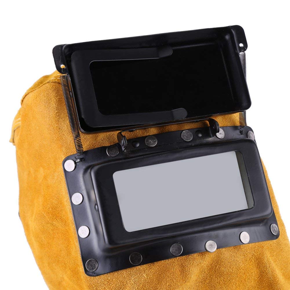 Welding Helmet, Heat Resistant Breathable Welding Mask with Lens, Leather Mask for TIG MIG ARC Weld Hood Helmet