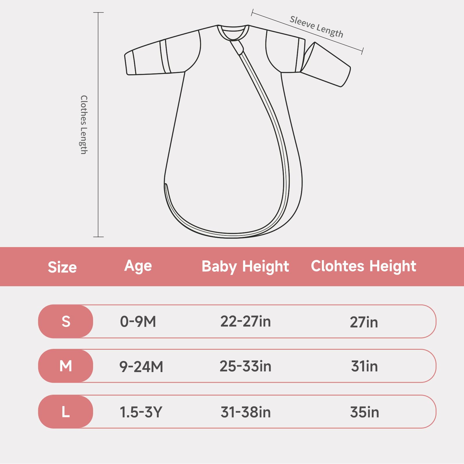 usbettas Baby Sleep Sack 2.5 TOG,Thermostatic Wearable Blanket Detachable Long Sleeves
