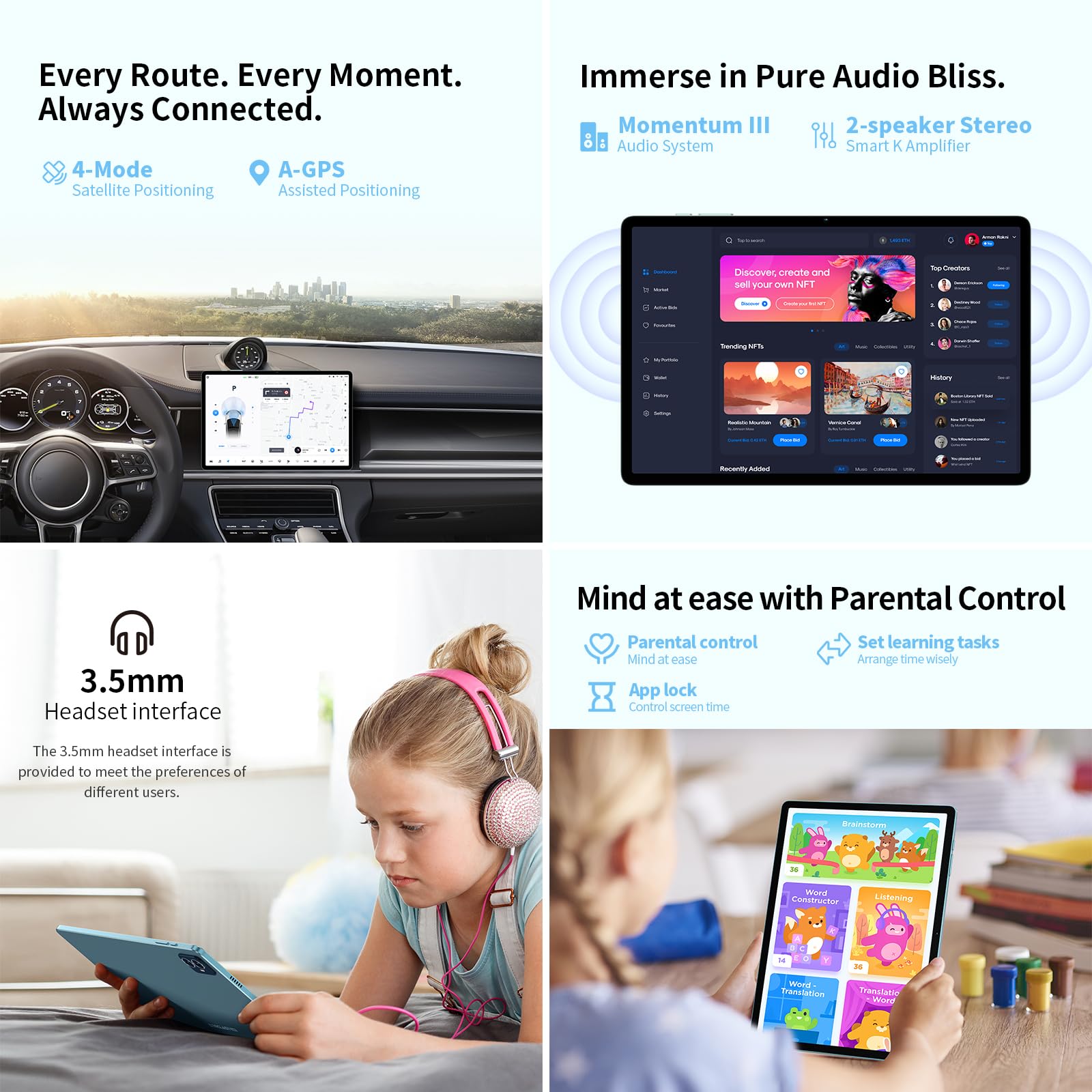 TECLAST Android 12 Tablet 10 inch Tablets P20S, Dual 4G SIM/SD LTE, 4GB RAM+64GB ROM(TF 1TB), 2.0GHz Octa core CPU, 800x1280 FHD, 2.4G/5G WiFi, 2 Speaker, Bluetooth 5.0, GPS, 2+5MP Camera, 6000 mAh