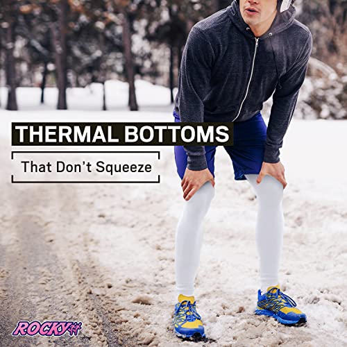Rocky Men's Thermal Bottoms (Long John Base Layer Underwear Pants) Insulated for Outdoor Ski Warmth/Extreme Cold Pajamas (Black - Small)
