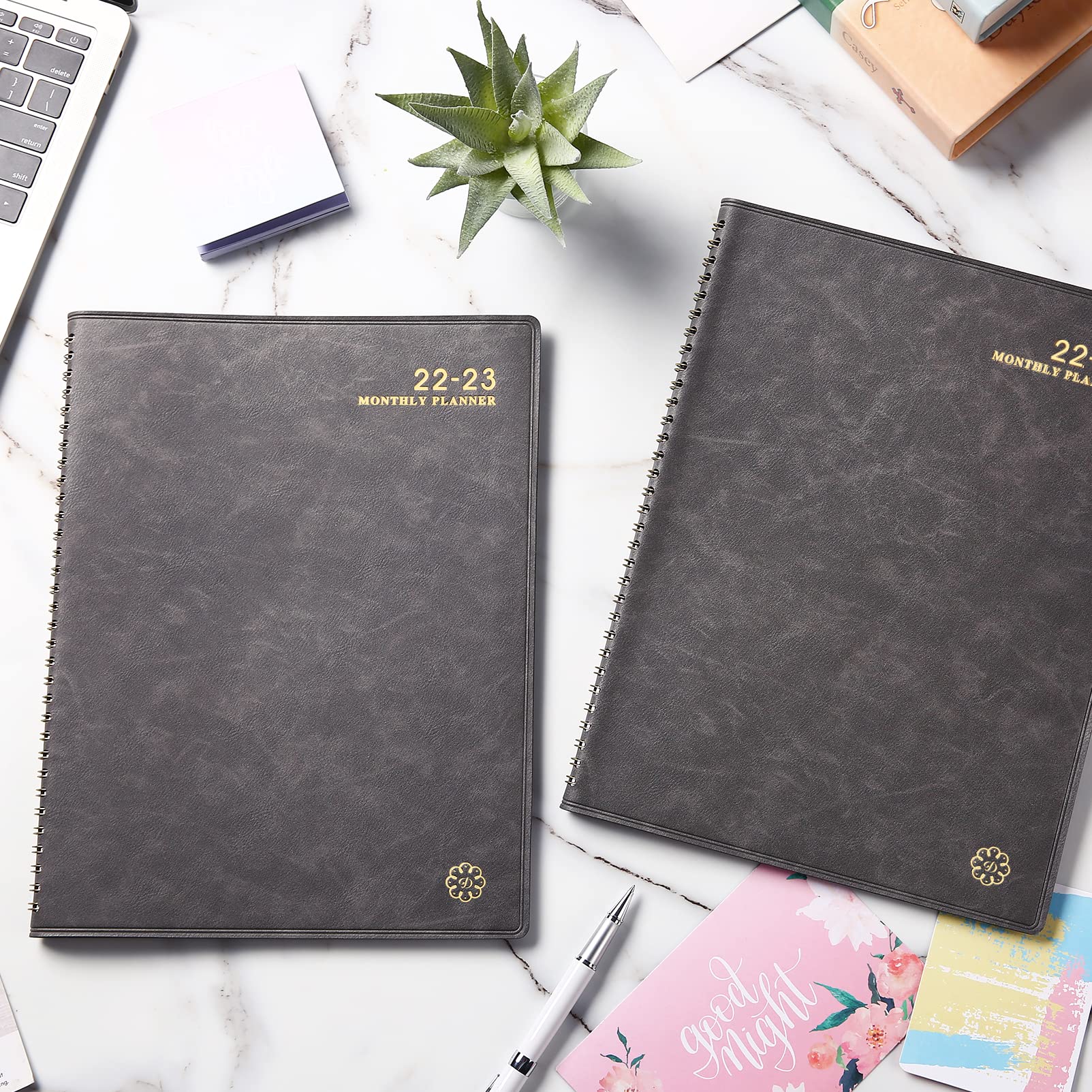 Monthly Planner 2022-2023 - 2022 Monthly Planner, Jan. 2022 - Jun. 2023, 9" x 11" Planner 2022 with Monthly Tabs, 2022 Monthly Planner with Leather Soft Cover, Twin-Wire Binding, Inner Pocket