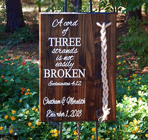 Wood Sign Custom Wedding Gift Personalized Cord Of Three Strands Attached Jute Cords 17 W X 24 T