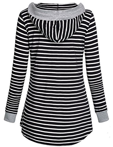 Miusey Hoodie Sweatshirts for Women Long Sleeve Blouse with Front Pocket Loose Fit Women Tops for Weekend Workout Home Athleisure Wear Basic Slouchy Pullover V Neck Tunic