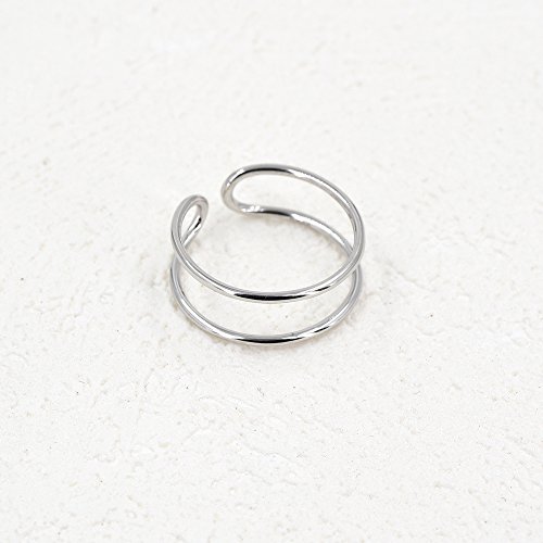 LEMON GRASS Sterling Silver Simple Band Ring Open Ring Ajustable Wide Band Line Rings