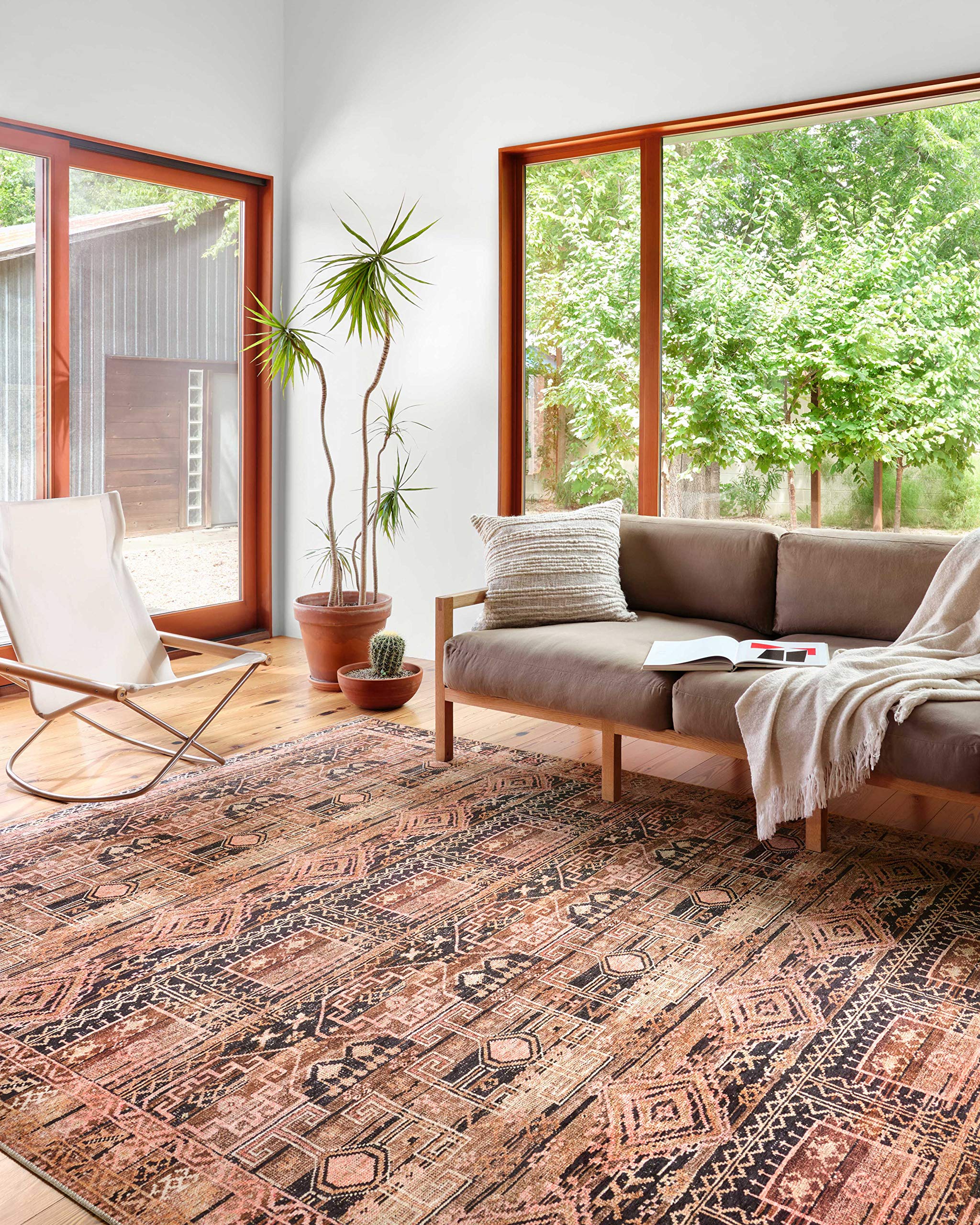 Loloi II LAYLA Collection, LAY-14, Mocha/Blush, 2'-3'' x 3'-9'', 13'' Thick, Accent Rug, Soft, Durable, Vintage Inspired, Distressed, Low Pile, Non-Shedding, Easy Clean, Printed, Living Room Rug