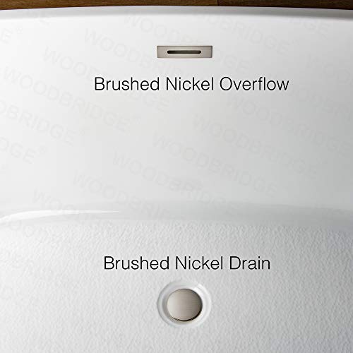WOODBRIDGE 59"Freestanding White Acylic Soaking Bathtub with Brushed Nickel Drain and Overflow,BTA1518 -B/N-Drain &O