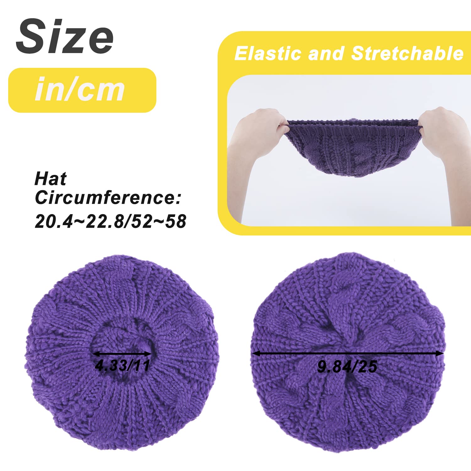 MULIMU 3 Pieces Women Fall Winter Ribbed Beret Beanie hat Warm Chunky Knit Beret Hat for Women (Black,Beige,Dark Gray)