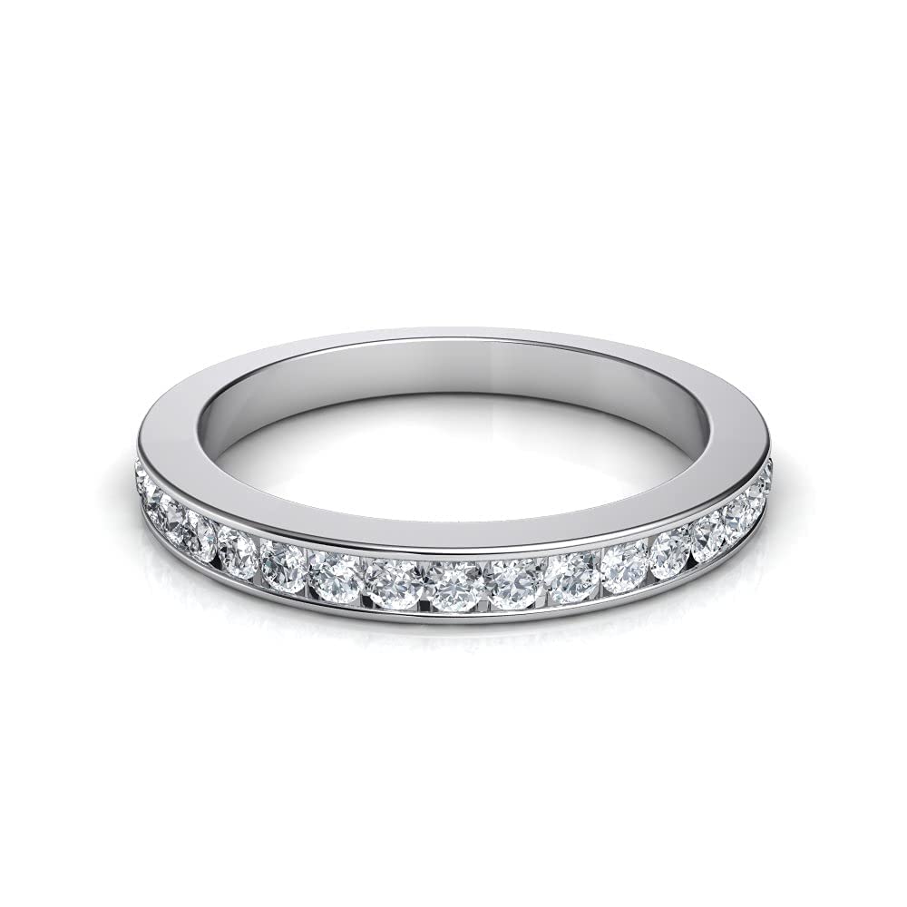 PREVELI 1ct Simulated Diamond Moissanite ENGAGEMENT RING & WEDDING BAND BRIDAL SET in Platinum Plated Silver | Size 5.5 US