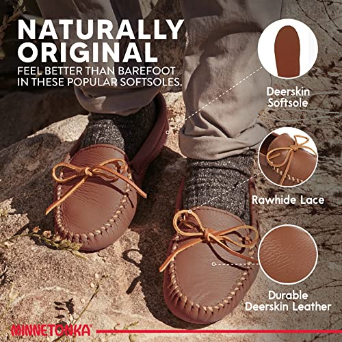 Minnetonka Men's Double Softsole, Natural Deerskin, 10 M US