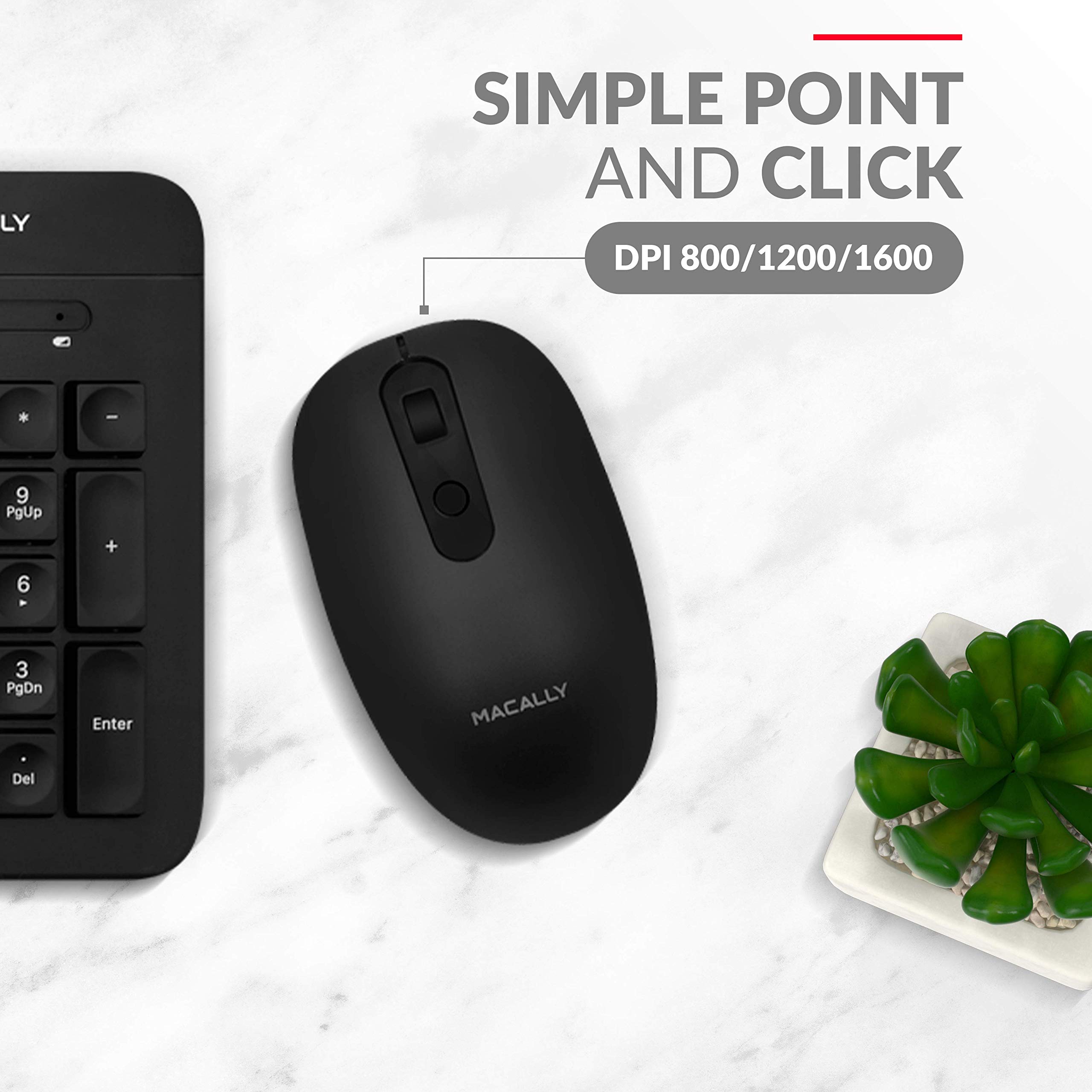 Macally Wireless Keyboard and Mouse Combo - 2.4G Ergonomic Wireless Mouse and Keyboard for Laptop and Desktop - Cordless Keyboard Mouse Combo Designed for Windows PC with USB, Plug & Play Full Size
