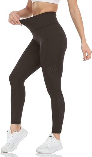 RAYPOSE Womens Workout Leggings for Women with Pockets Plus Size Gym High Waist Yoga Pants with Mesh Cut Out Dark Grey-XXL