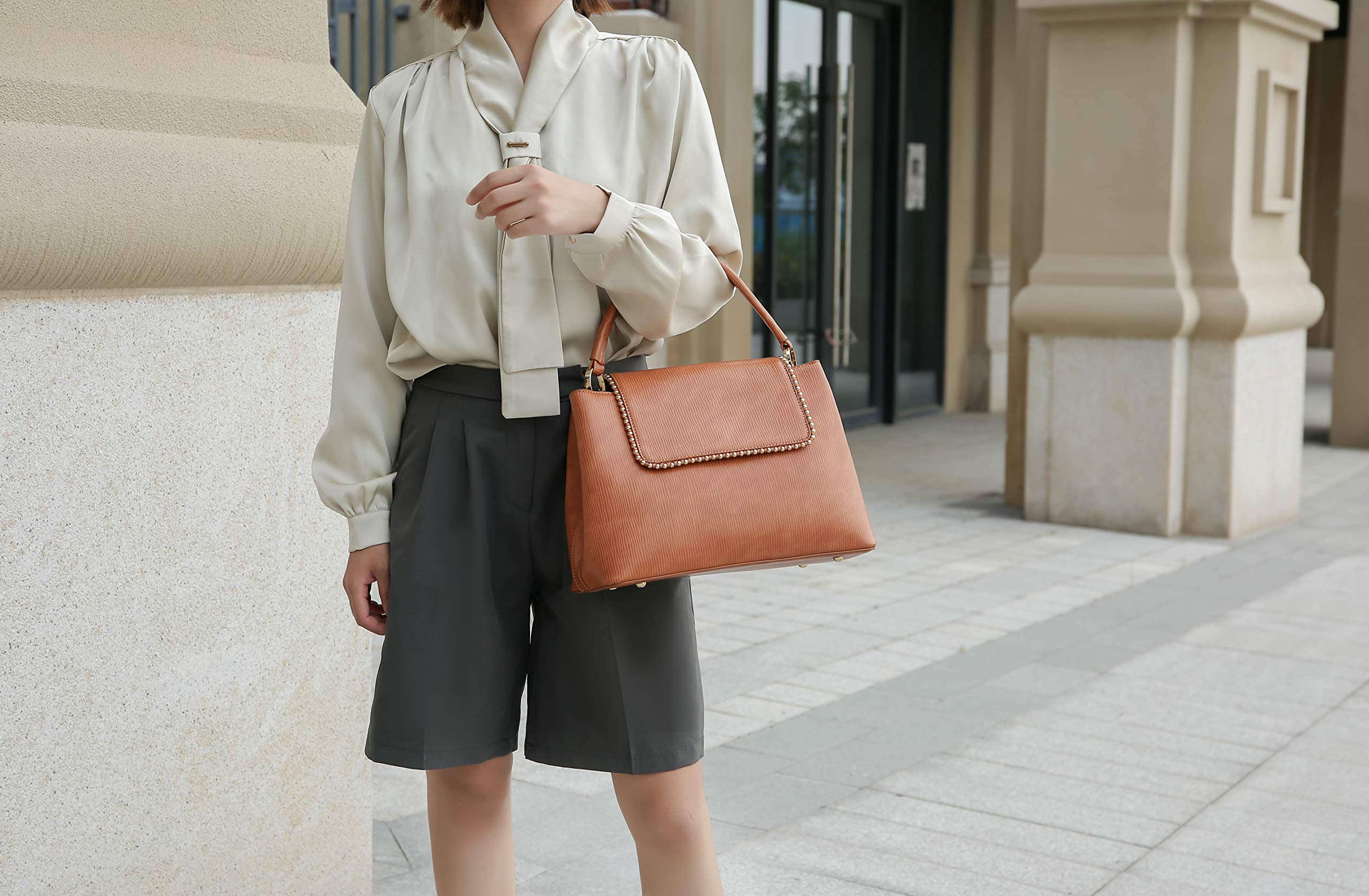 MKF Crossbody Satchel Bags for Women β PU Leather Pocketbook Purse, Shoulder Strap β Lady Top Handle Handbag