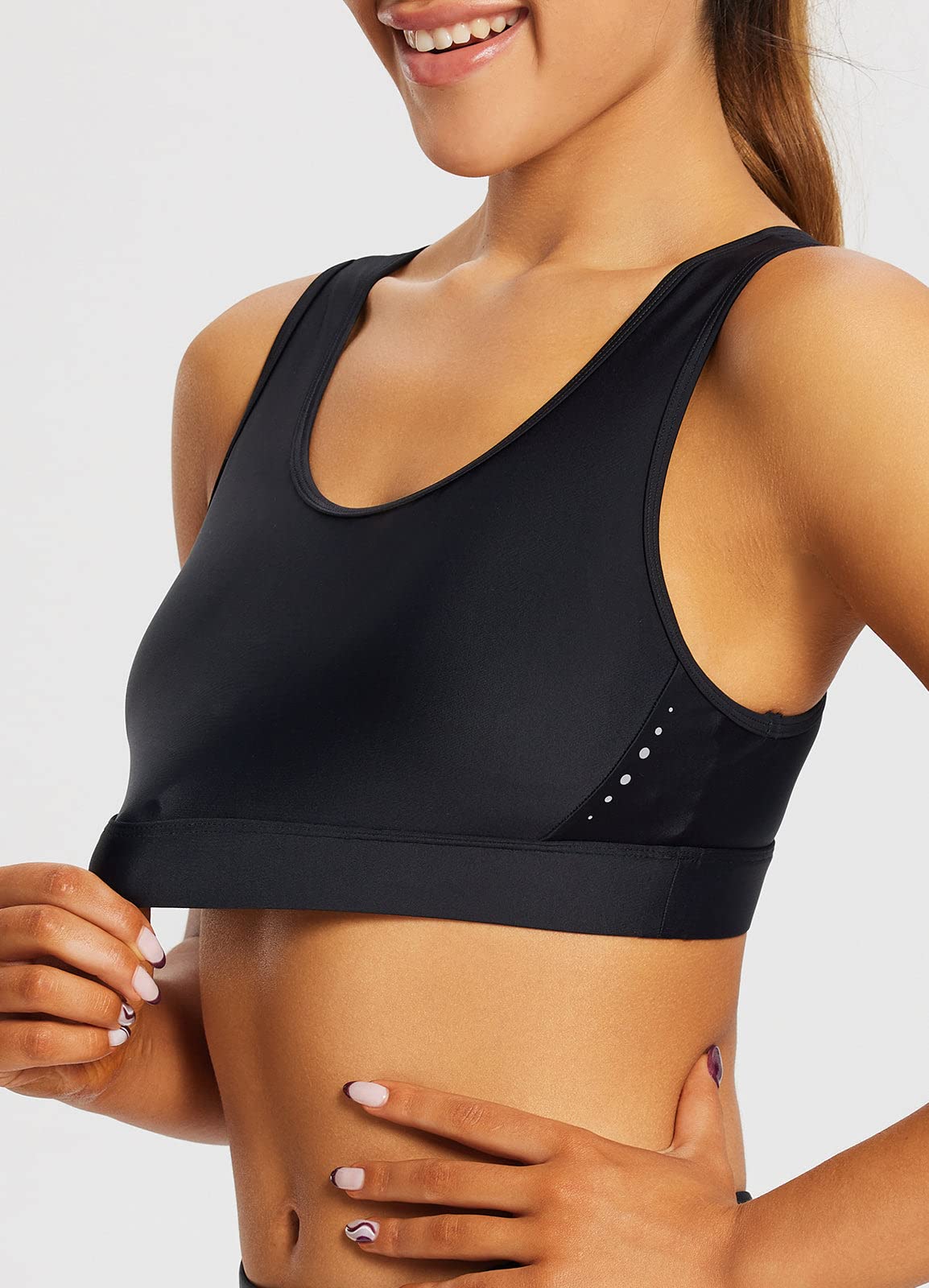 Sports Bras for Women High Support High Neck Removable Pads Workout Tops Black 38(L)