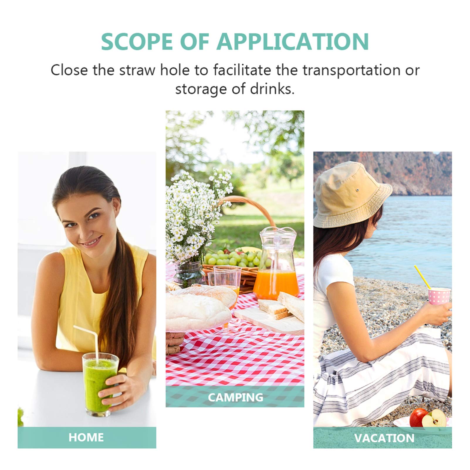 SEWACC 6 Pcs Straw Covers Silicone Straw Caps Reusable Drinking Straw Tips Lids Straw Toppers for Home Office