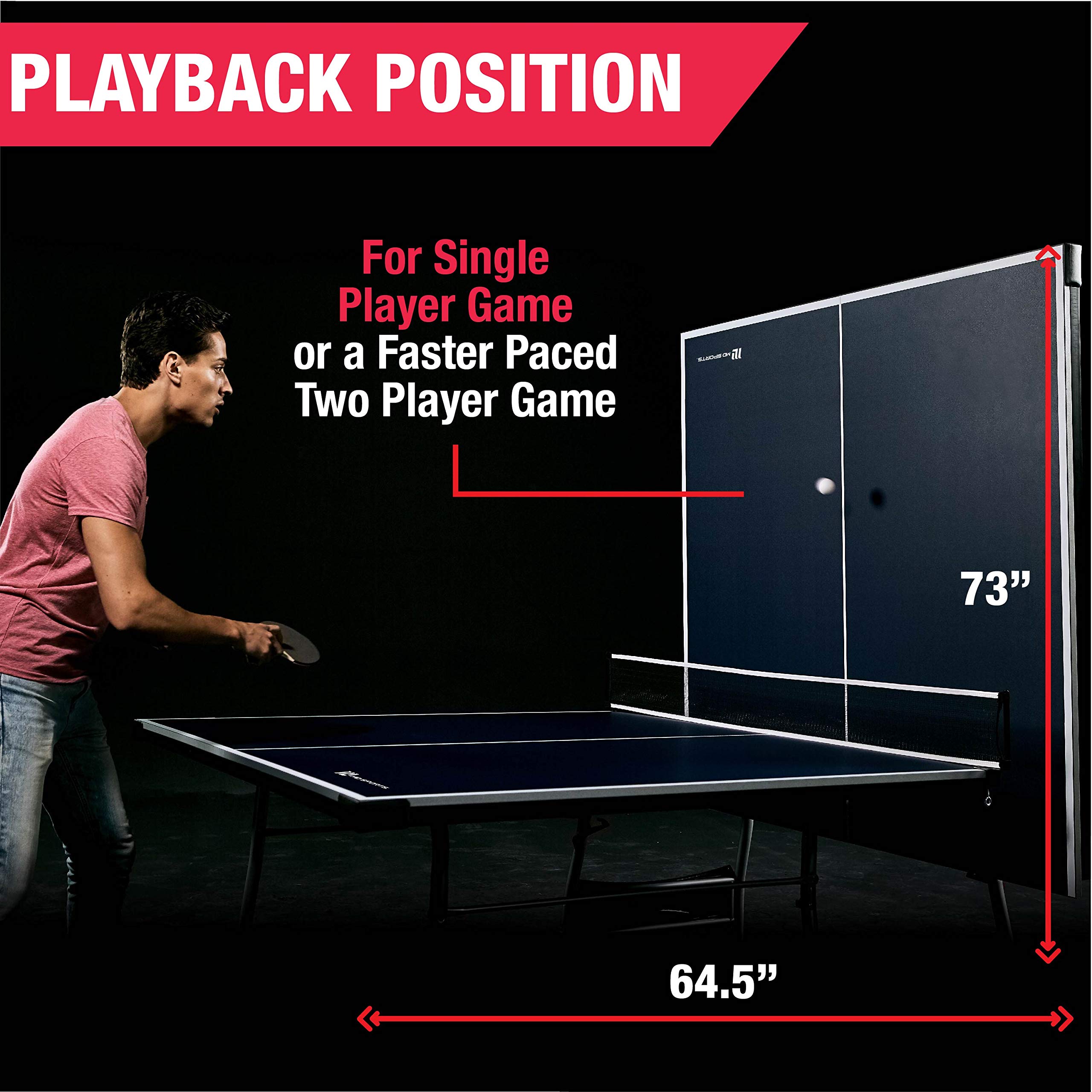 MD Sports Table Tennis Set, Regulation Ping Pong Table with Net, Paddles and Balls (8 Pieces) - Blue and White
