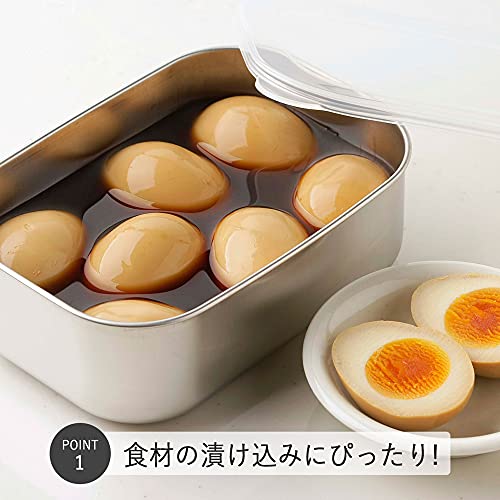 Shimomura Kihan 38871 Tsubame Sanjo Bat Storage Container with Lid, Deep Type, Set of 2, Stainless Steel, Square, 22.0 fl oz (650 ml), Made in Japan