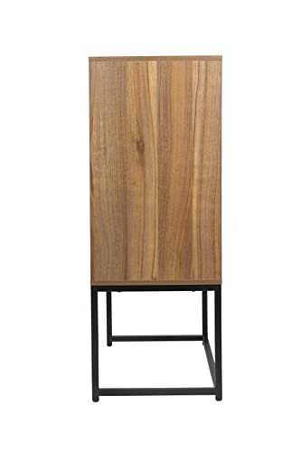 ZeHuoGe Natural Rattan Sideboard Buffet Storage Accent Cabinet with 2 Magnetic Door, Sideboard Buffet Cupboard Accent Cabinet, Built-in Adjustable Shelf Iron Bracket US Delivery (Walnut)
