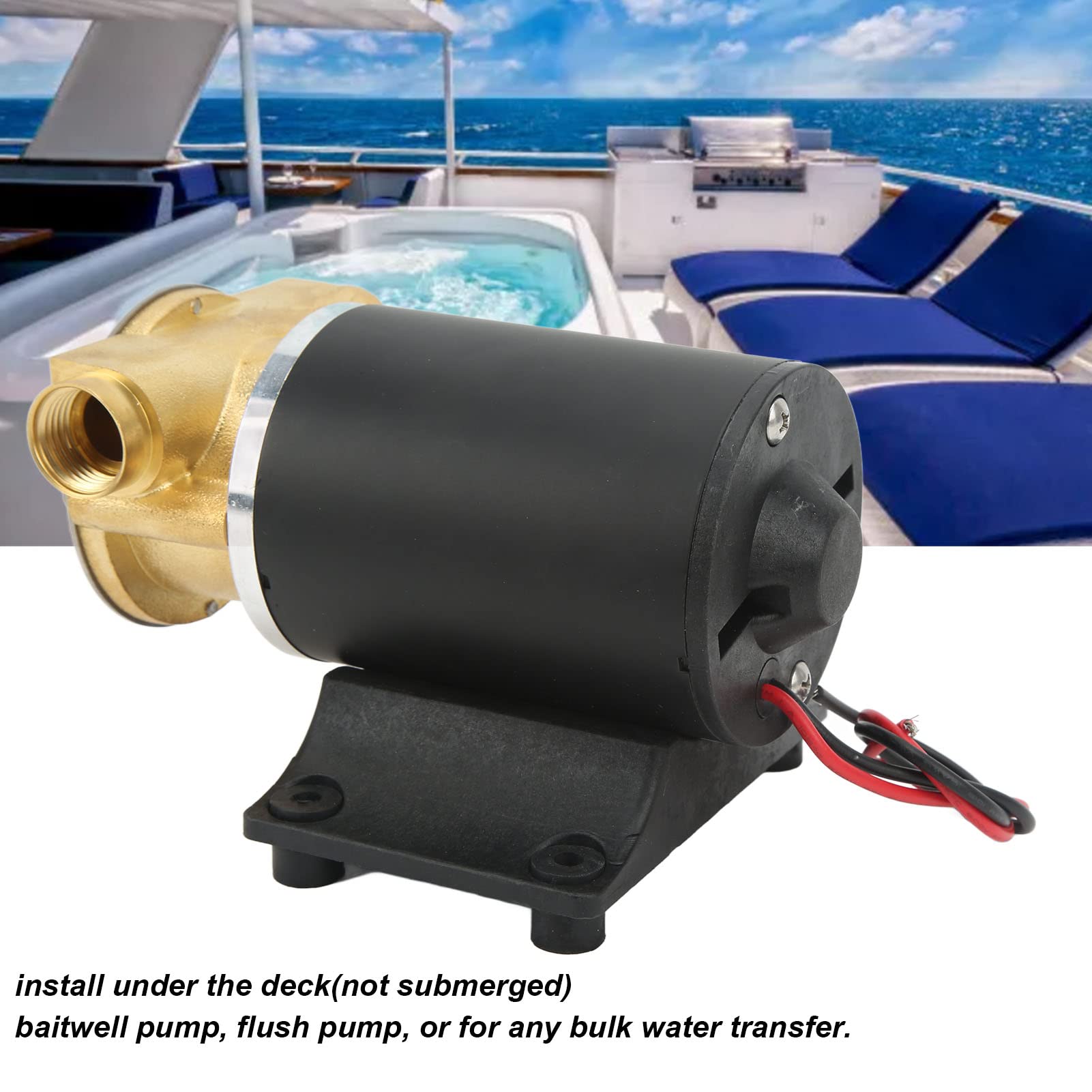 Raguso Boat Bilge Pump, Convenient Manipulation 6GPM Long Life Span Liquid Delivery Flush Pump Self Priming Impeller Bilge Pump for Liquid Transfer(#1)