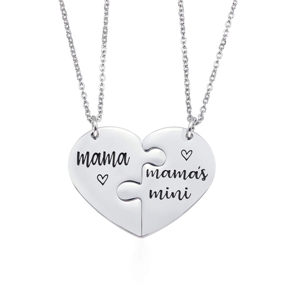 Nanafast 2 PCS Mother Daughter Necklaces Adjustable Stainless Steel Matching Heart Necklace Set Mother’s Day Valentines Gifts for Couples Mom and Daughter - mama