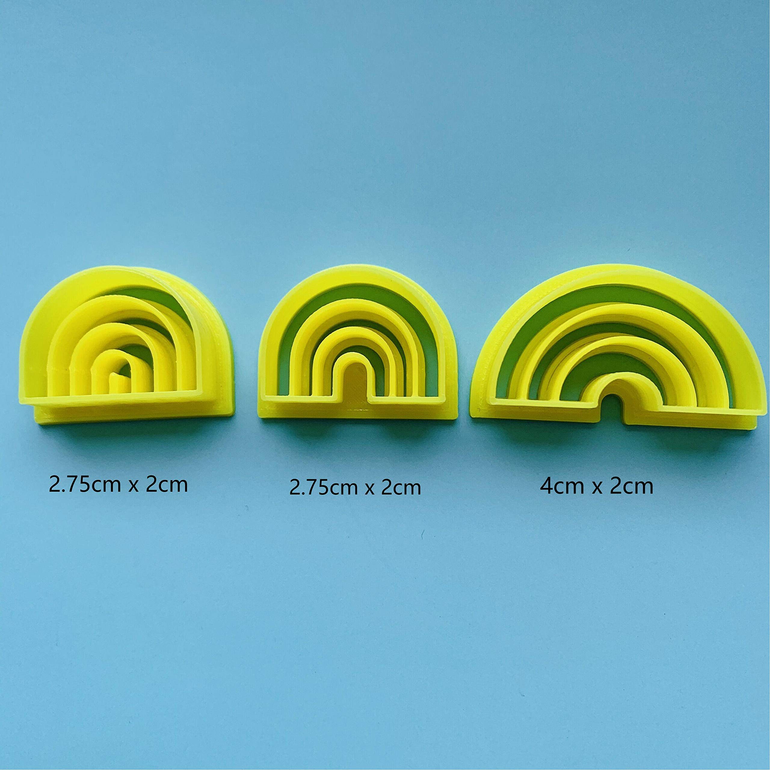 Set of 3 Rainbow Combined Stamp Polymer Clay Cutters