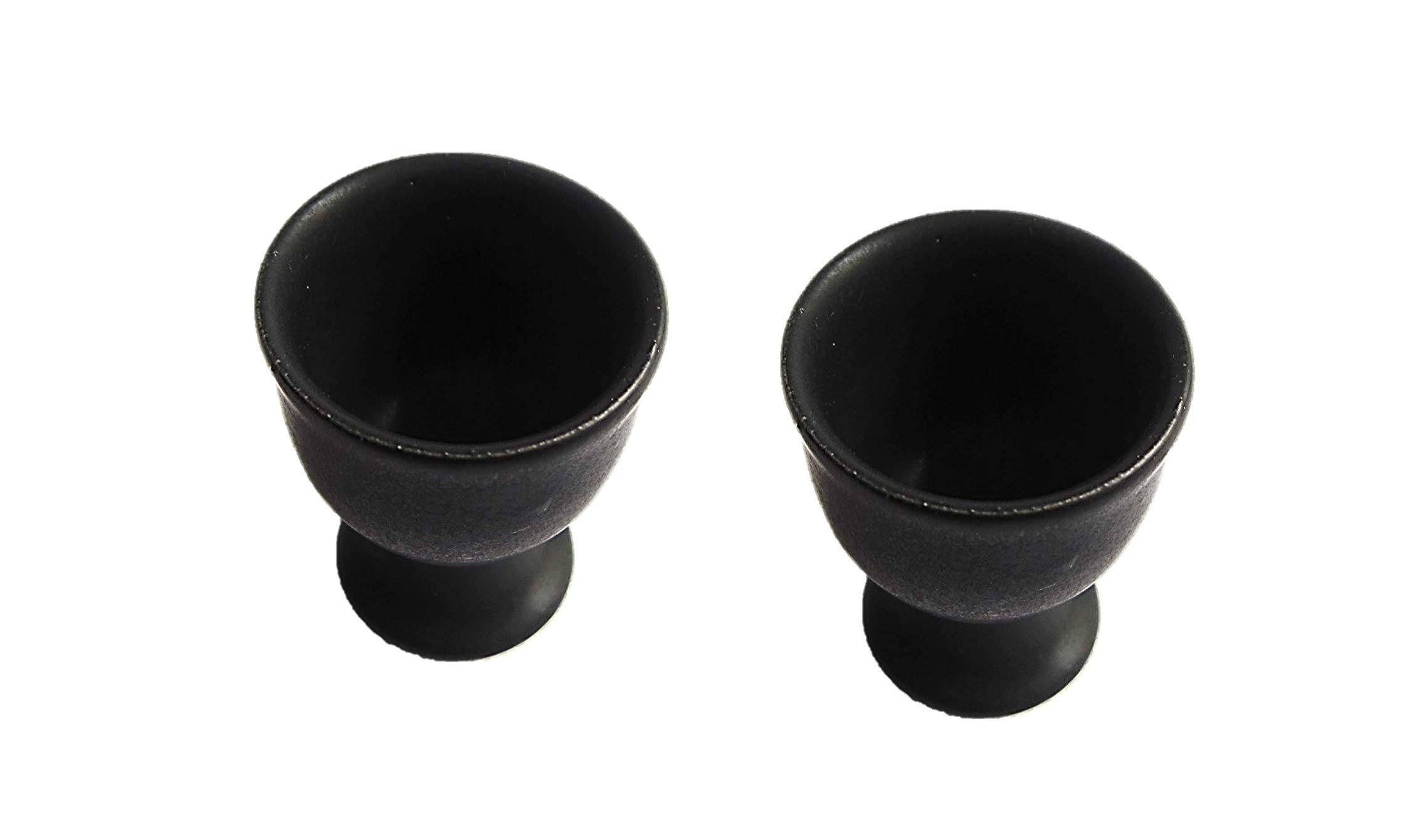 Soft Boiled Egg Holder | Ceramic Egg Cup Set | Ceramic Egg Holder Pottery Housewarming Gift set of 2 (Black)