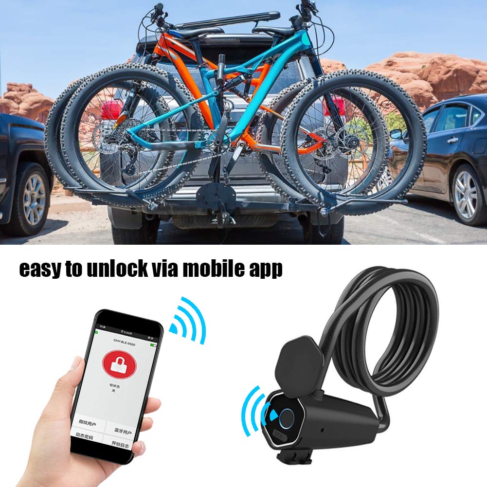 Smart Bluetooth Fingerprint Lock, Bike Chain Lock, Outdoor IP65 Waterproof Bicycle Lock, for Bicycle/Bike/Motorcycle/Door/Gate