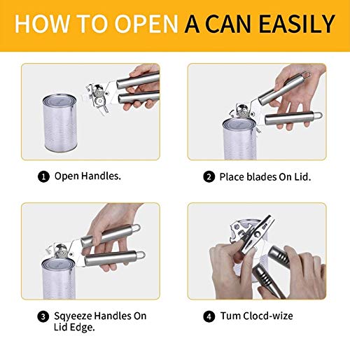 SODIAL Steel Can Opener Food-Safe with -in Opener,Can Opener Handheld