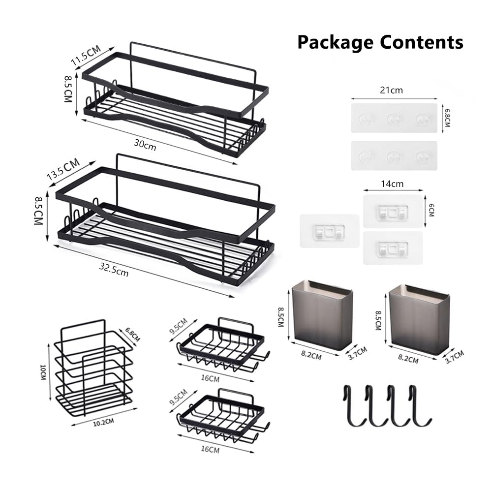ZUIKEMX Shower Caddy, No Drilling Bathroom Organizers and Storage Racks, Rustproof, Large Capacity, Self Adhesive Shower Shelves for Bathroom Storage Organization, Home Decor, Kitchen