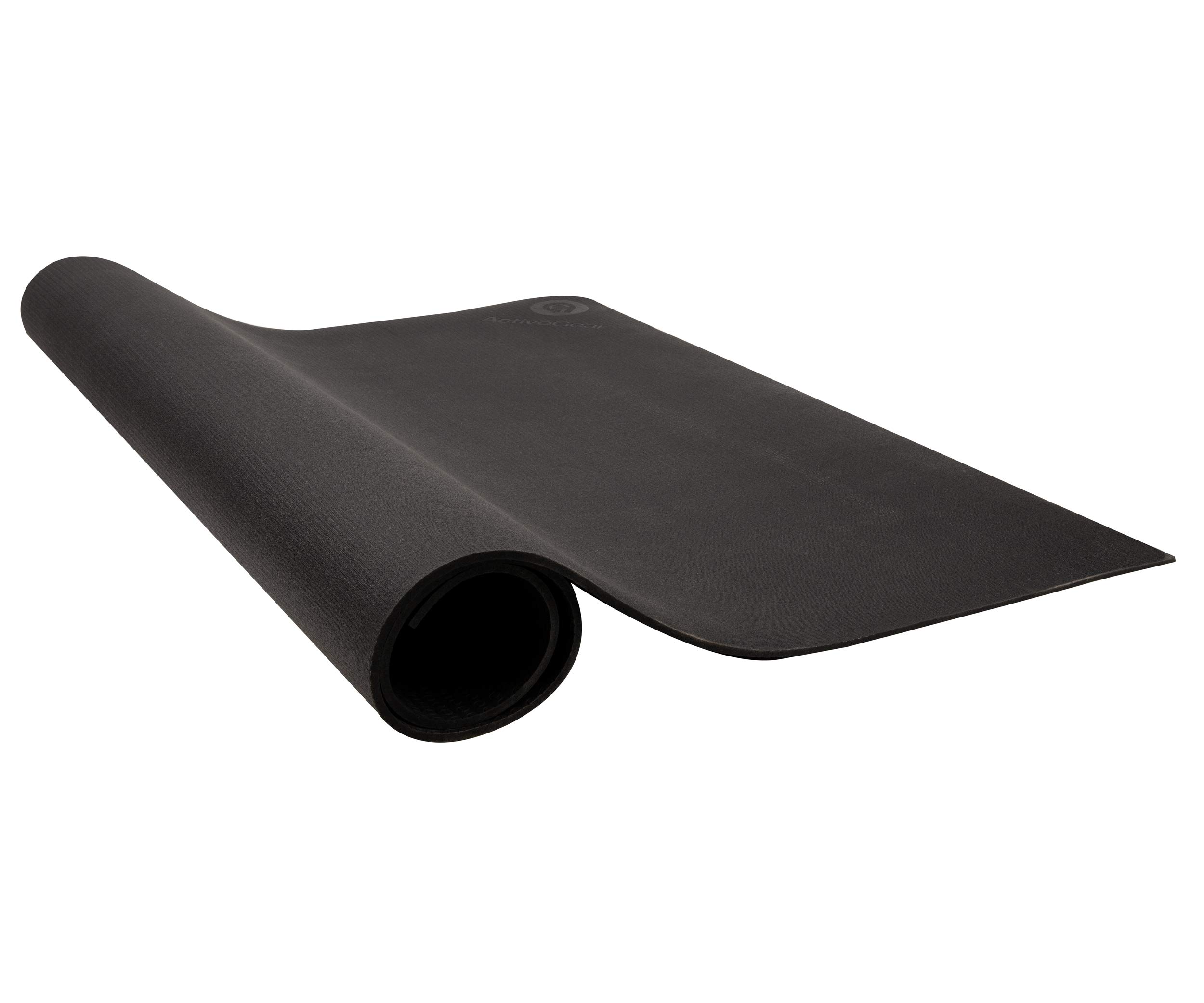 Mind Reader Extra Large Fitness Mat, Yoga Exercise Extended Floor Covering, Carrying Bag Included, Home Workout Portable Padding, 6′ x 4′, PVC, Black
