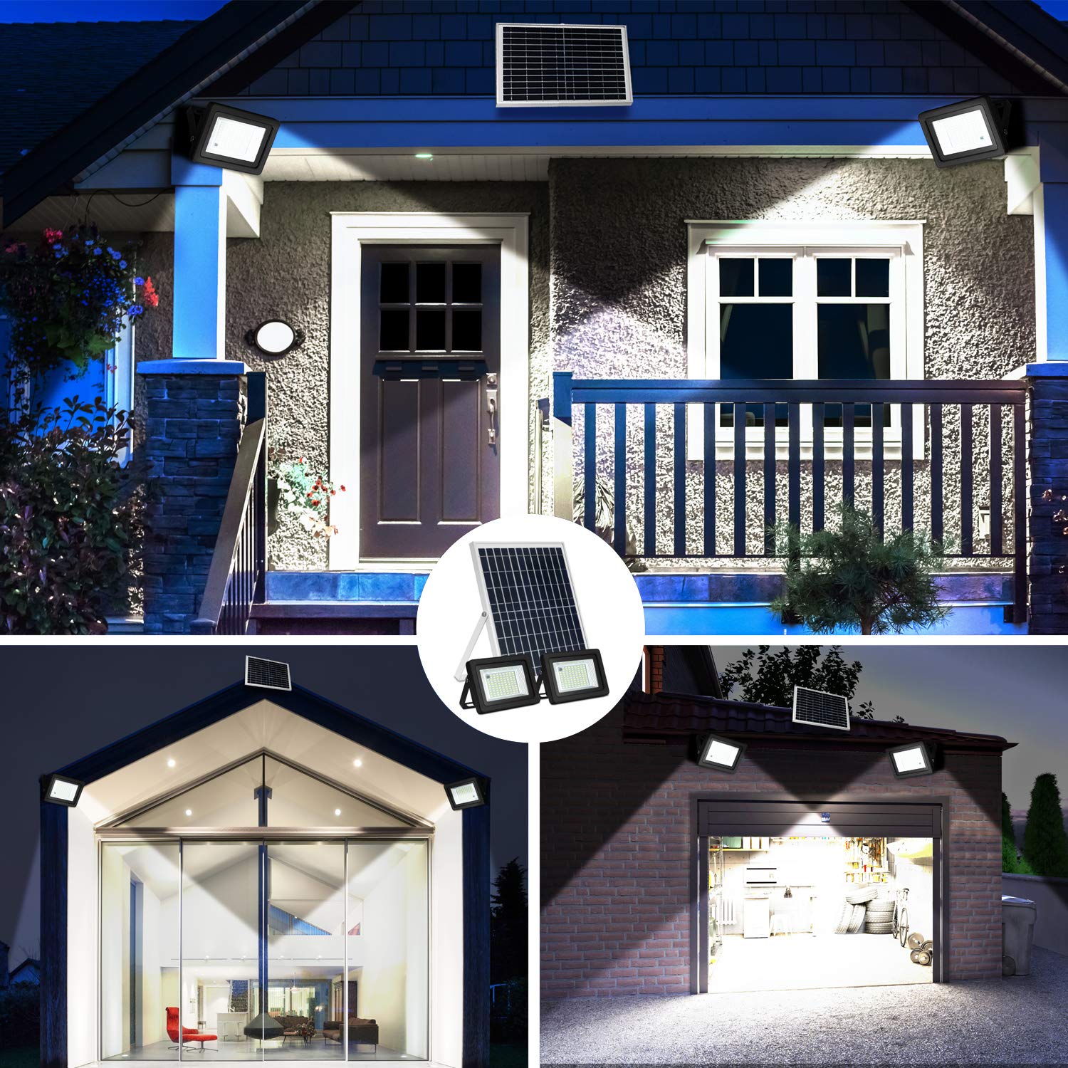 LINEWAY Solar Flood Lights Outdoor Dusk to Dawn, Remote LED Solar Security Lights 20W 1600lm 3 Modes Waterproof Ip65 Motion Sensor Solar Powered Light Auto On Light for Garden,Yard,Barn,Lawn, Pole