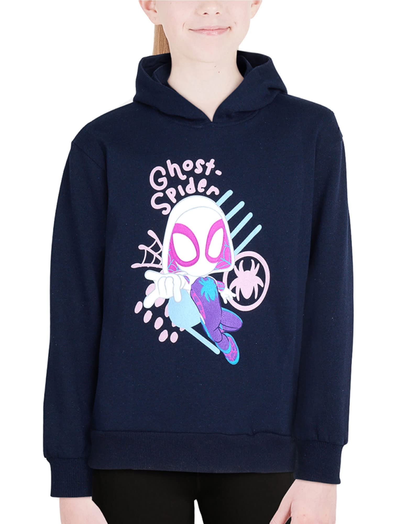 Marvel Girls' Sweatshirt - Spider-Man Ghost-Spider Pullover Hoodie (Size: 2T-7), Size 2/3 Toddler, Ghost Spider Navy
