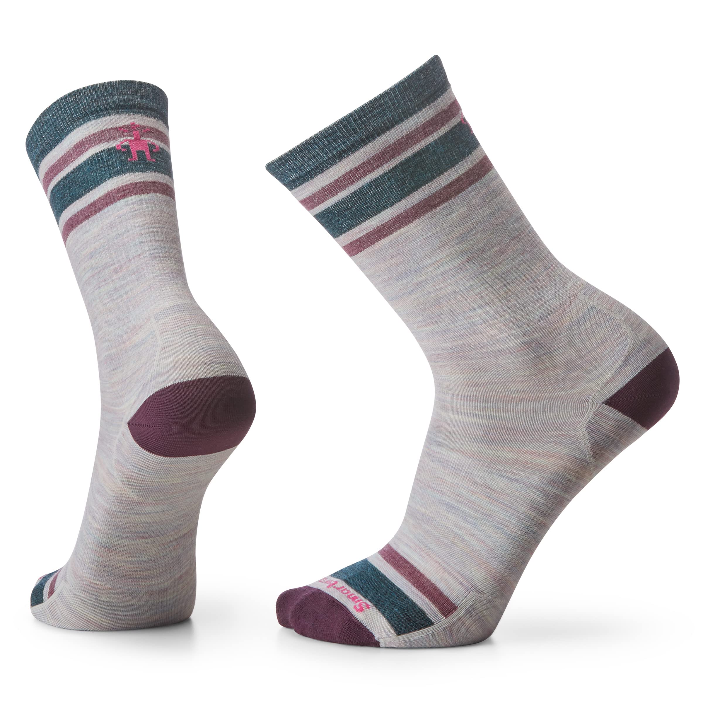 Smartwool Everyday Top Split Stripe Zero Cushion Merino Wool Crew Socks For Men and Women, Black, X-Large