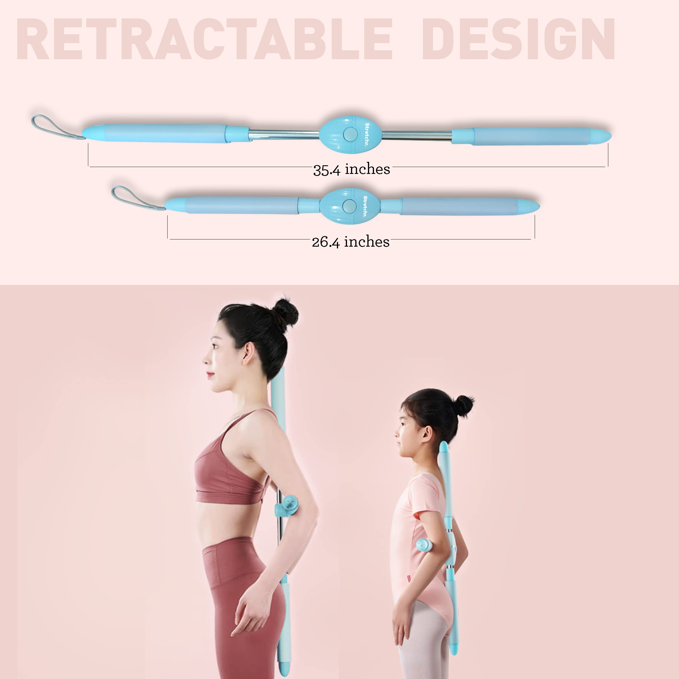 Stretchr Posture Corrector for Women and Men. Retractable for Adult and Child. Yoga Sticks, Stretching Stick