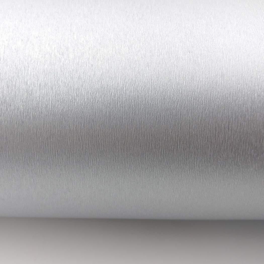 RoyalWallSkins Peel & Stick Brushed Metallic Interior Paper - 24" x 78.7" - Self Adhesive Films for Kitchen Cabinet Shelf Liner (Silver IMS0035)