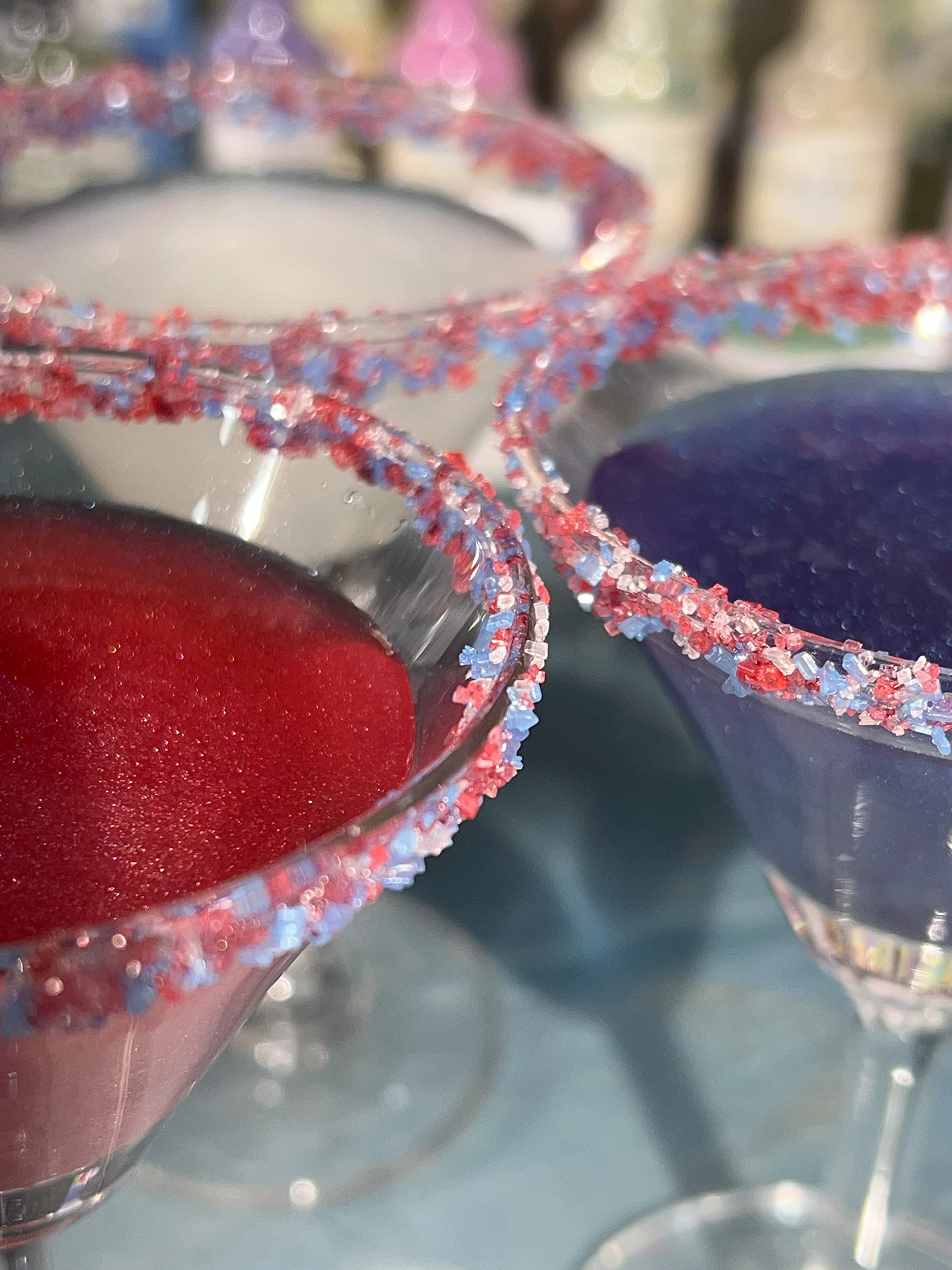 Snowy River Americas Cocktail Sugar - Kosher All Natural Red, White, and Blue Cocktail Rimmer and Coffee Rimmer (Americas, 8oz Bag)